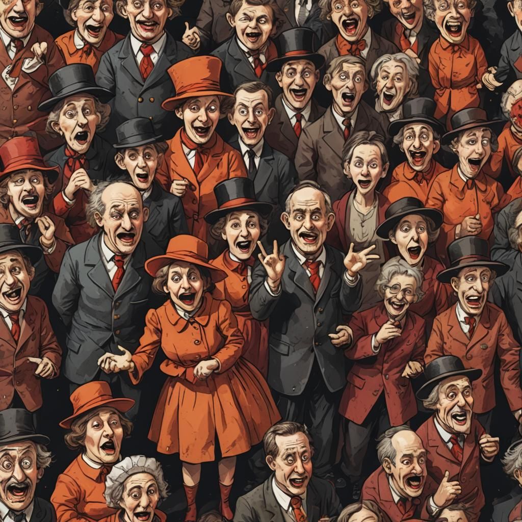 Adults in Childish Costumes Reenact History in a D... - AI Art