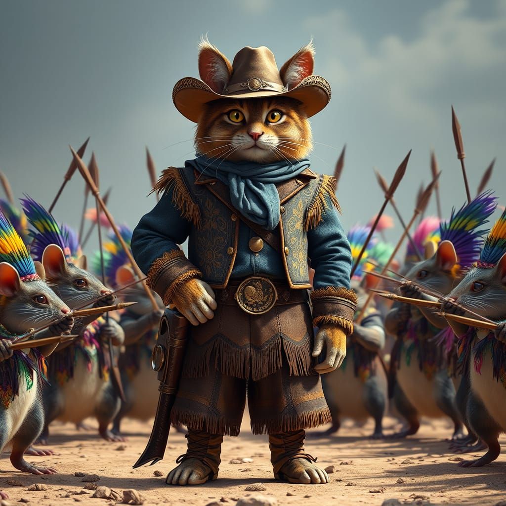 Unending conflict. - Regal Feline Cowboy Faces Off Against W...