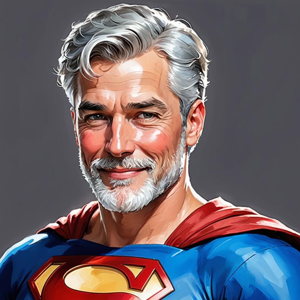 Superman with grey hair and beard - AI Generated Artwork - NightCafe Creator
