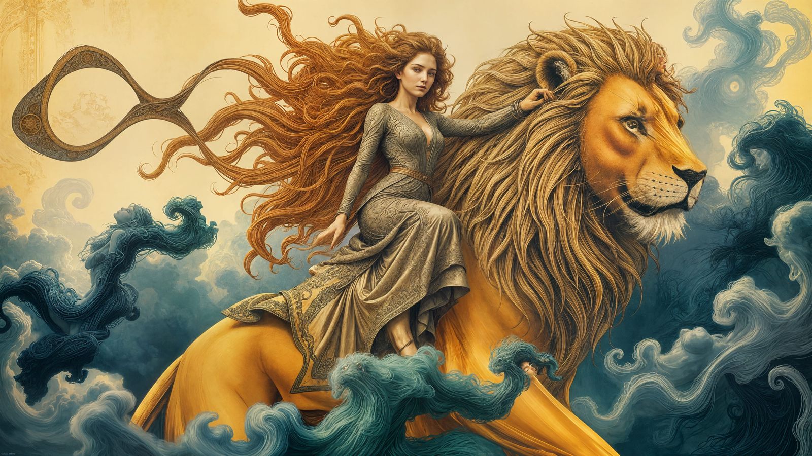 maiden - Hyperrealistic Woman Riding Lion Dissolves into Dar...