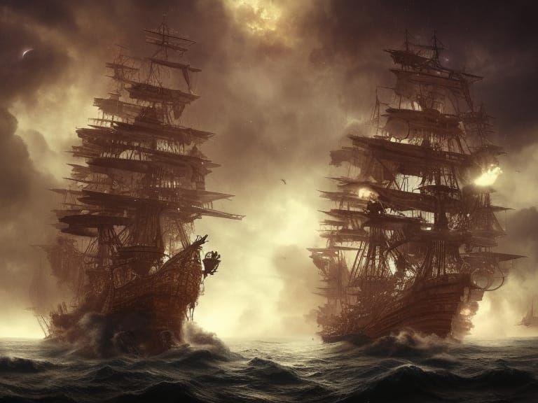 pirate ship in space Epic cinematic brilliant stunning intricate ...