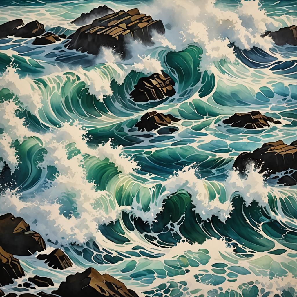 Ocean Waves - AI Generated Artwork - NightCafe Creator