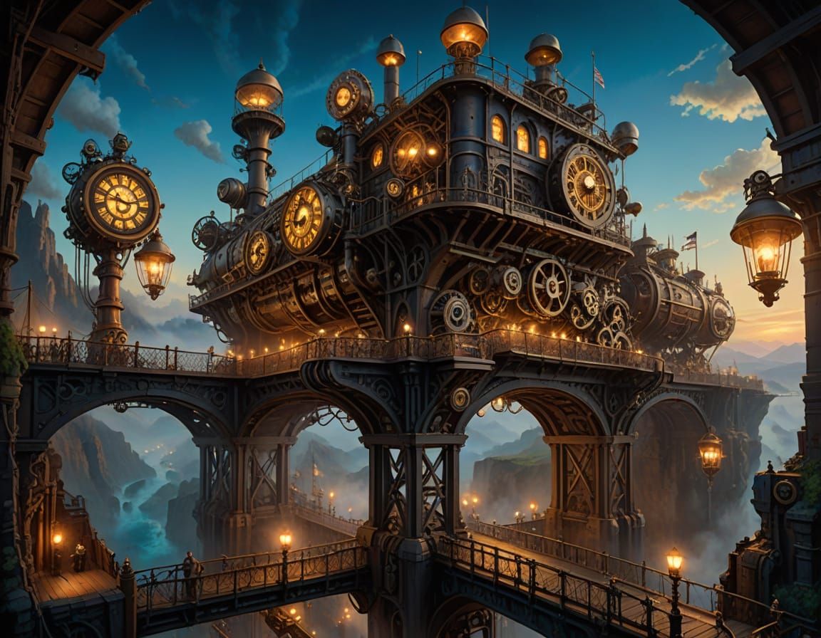 Colossal Steampunk Bridge - Epic Steampunk Masterpiece of In...