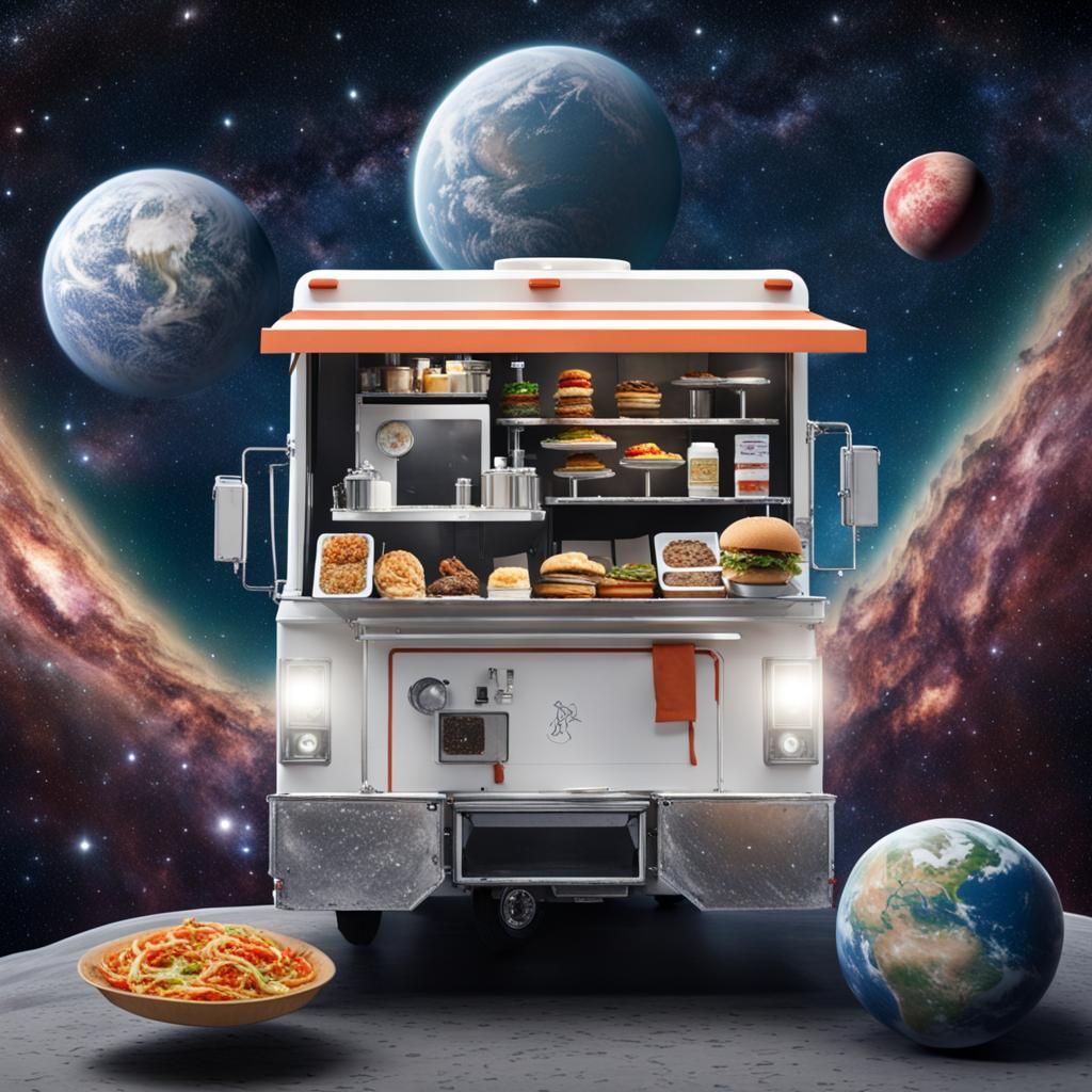 A food truck in outer space. May I take your order? - AI Generated ...