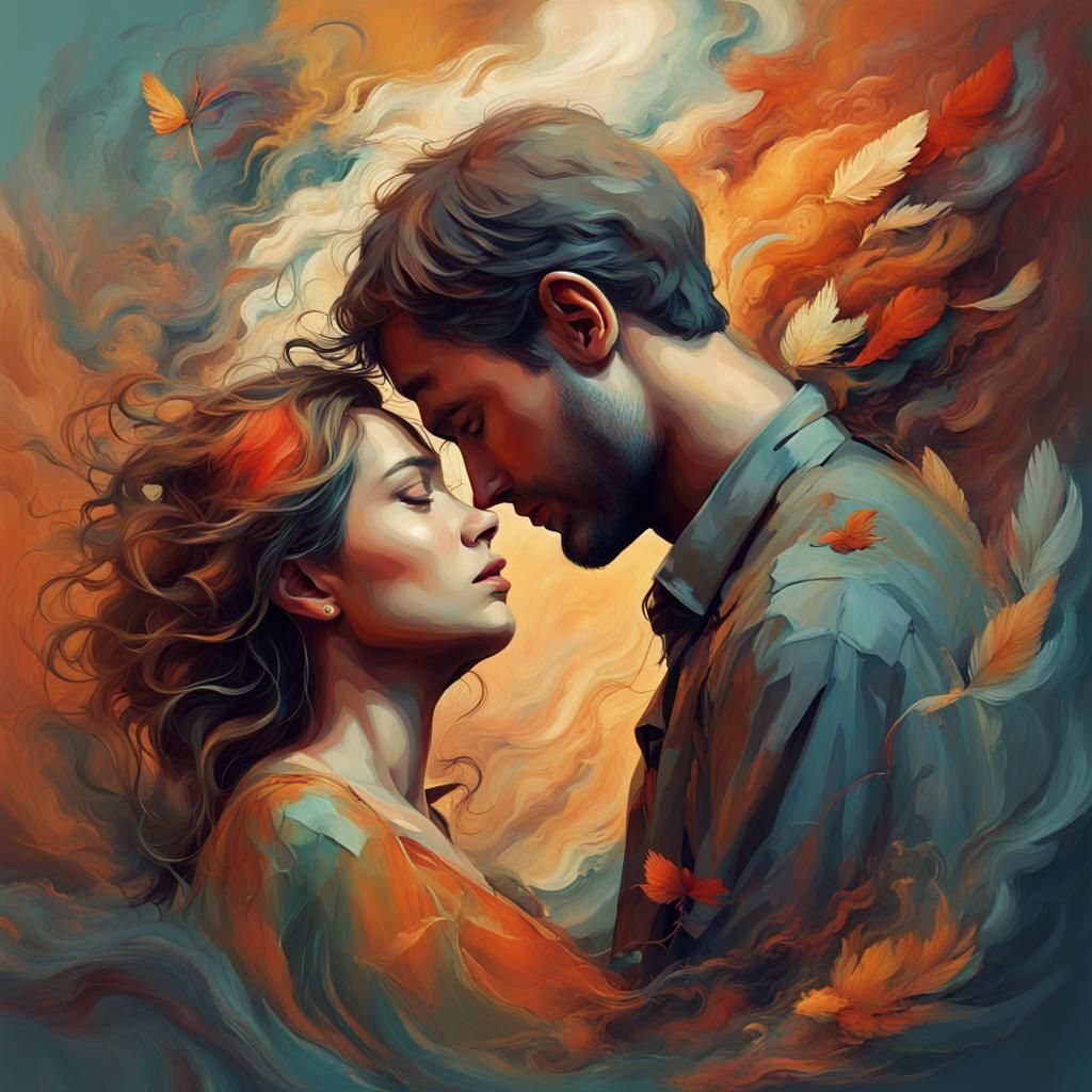 Tw People falling in love - AI Generated Artwork - NightCafe Creator