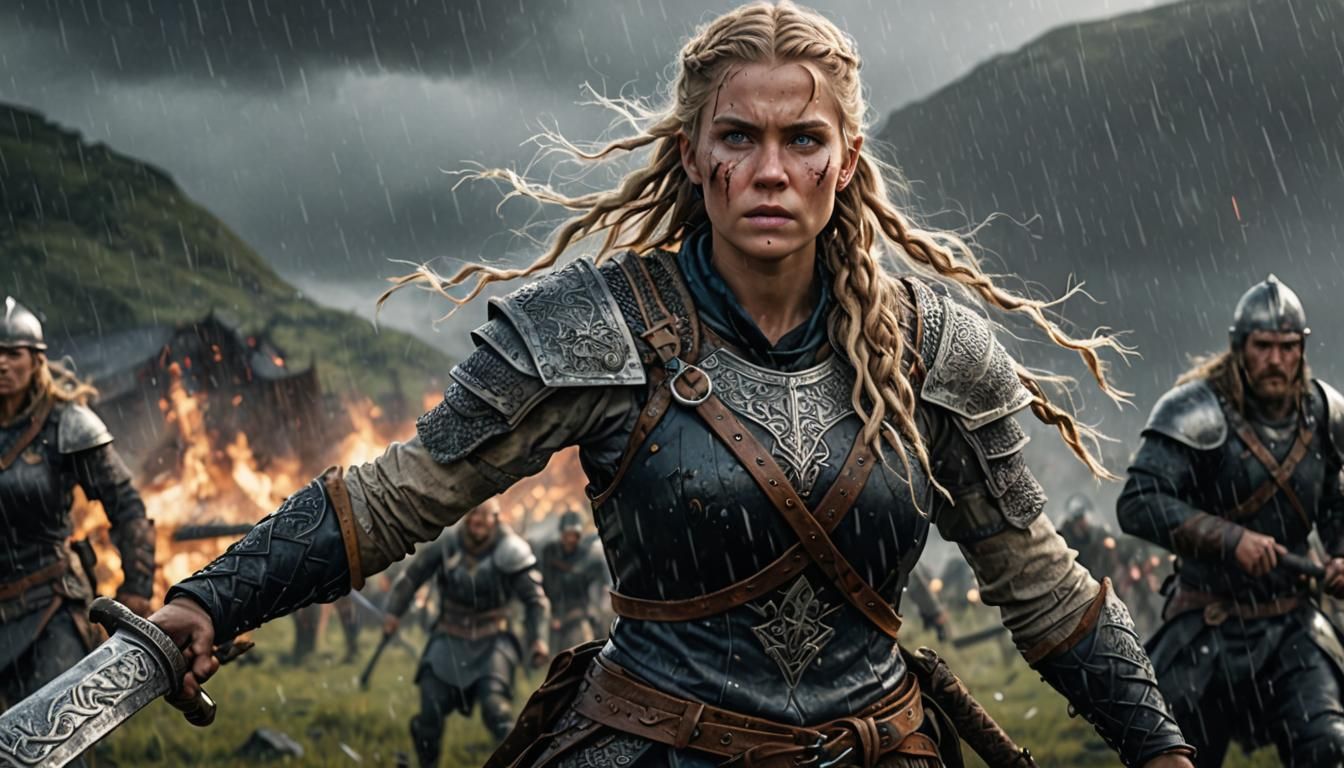 Shieldmaiden on the battlefield - AI Generated Artwork - NightCafe Creator