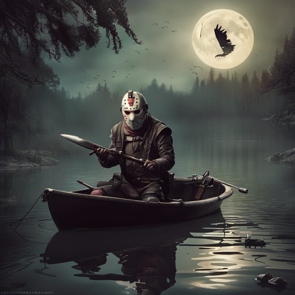 In a row boat with Jason Voorhees - AI Generated Artwork - NightCafe ...