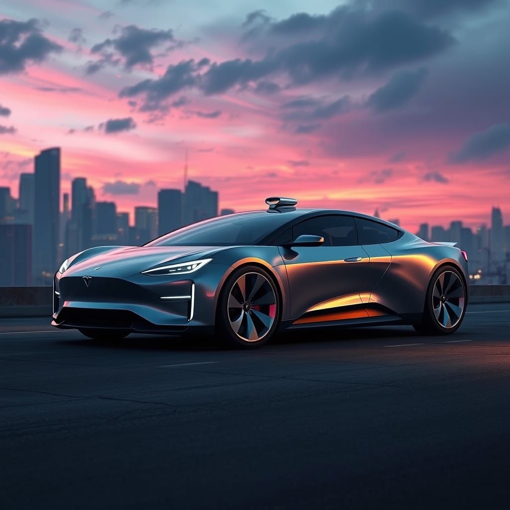 A Tesla Cybertruck fused with a Tesla Model X and Tesla Roadster