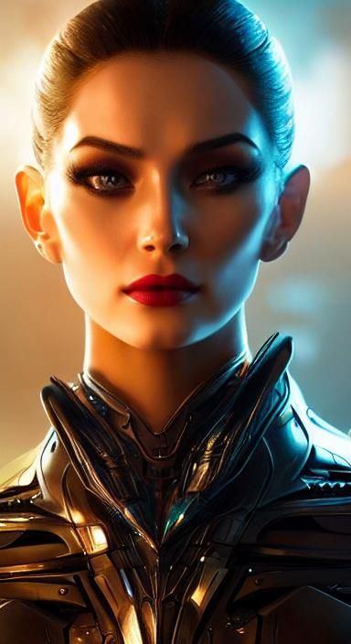 beautiful alien woman, symmetrical, head and shoulders portrait, 8k ...