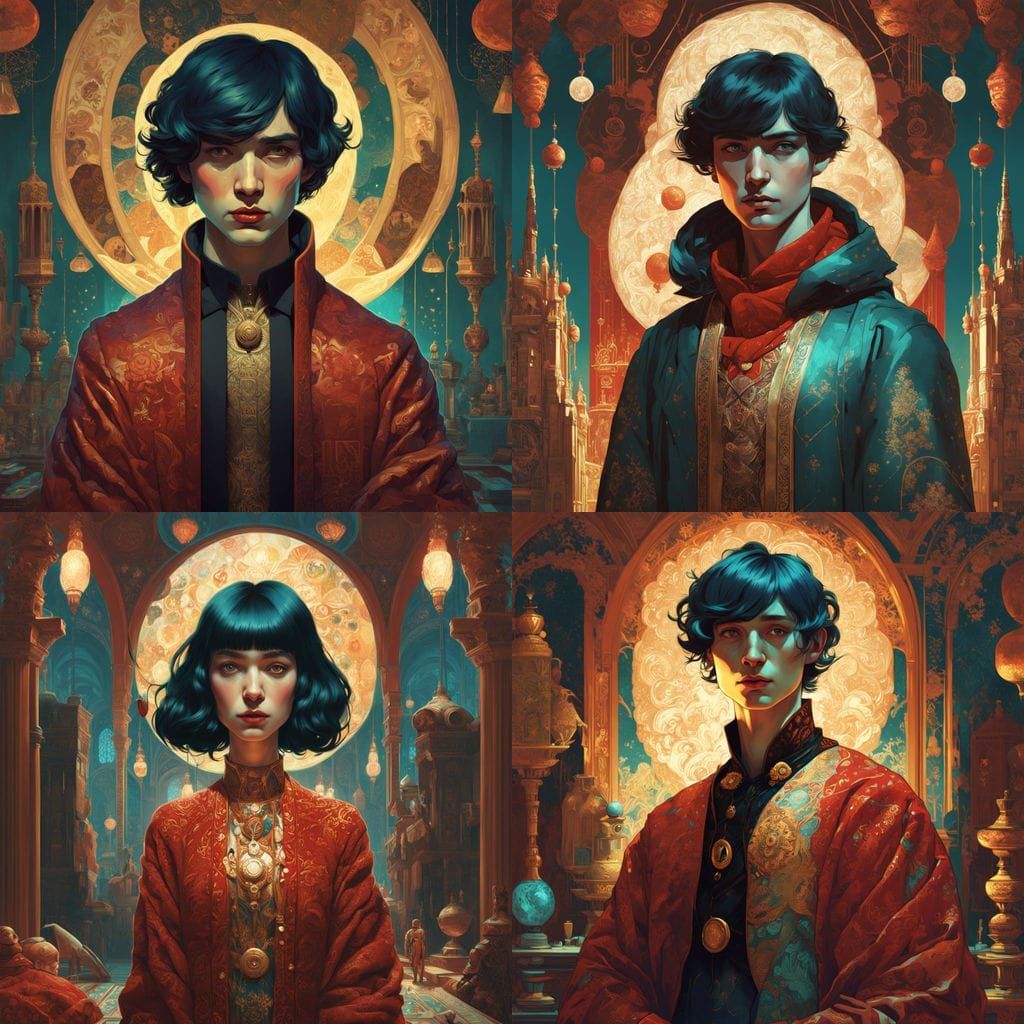 Ethereal Alchemist Rogue in Vibrant Colors with Go... - AI Art