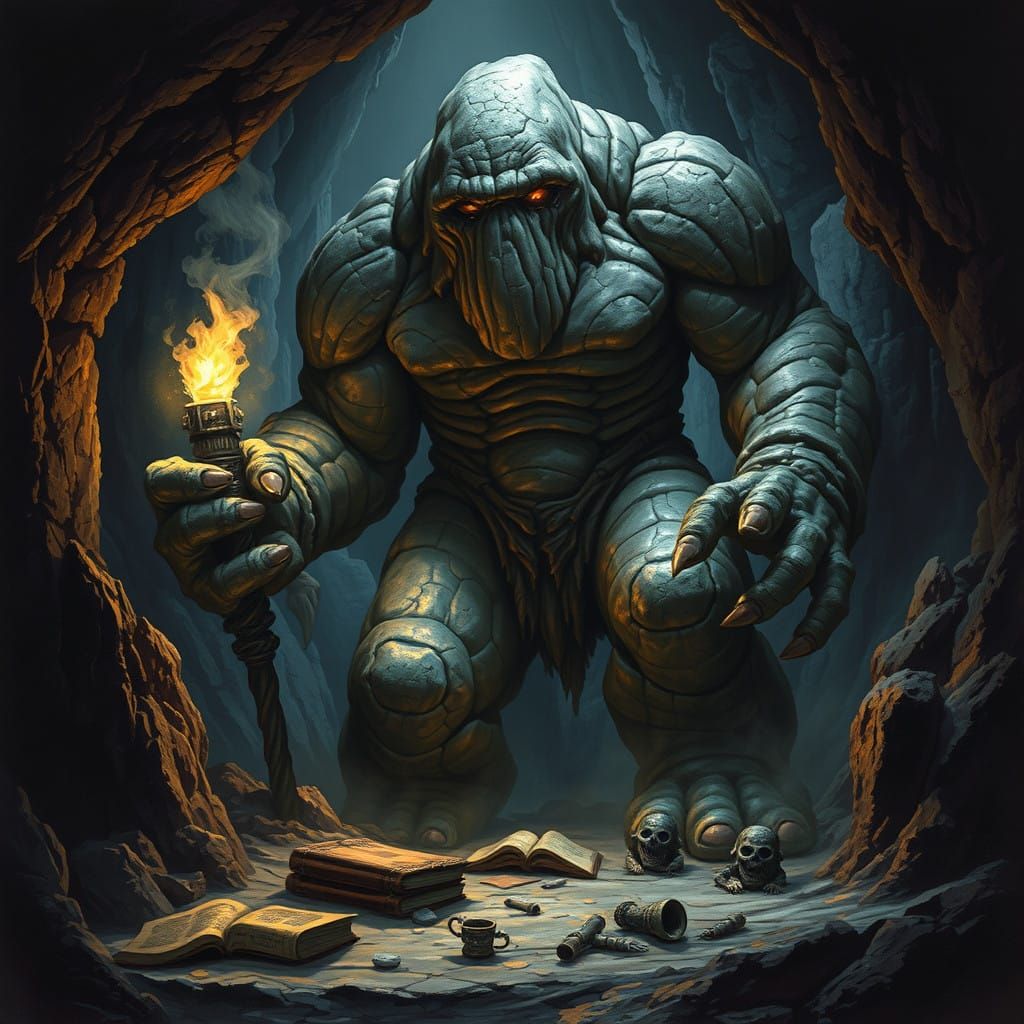 golem in a cave - Golem of Ancient Shadows Stands Guard