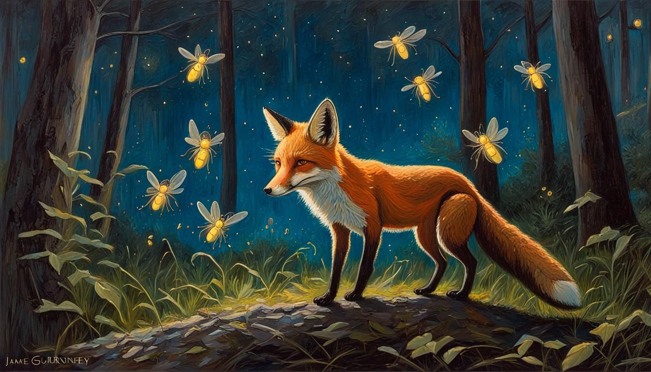 The fireflies showed fox how they shared moments of joy. Each firefly ...