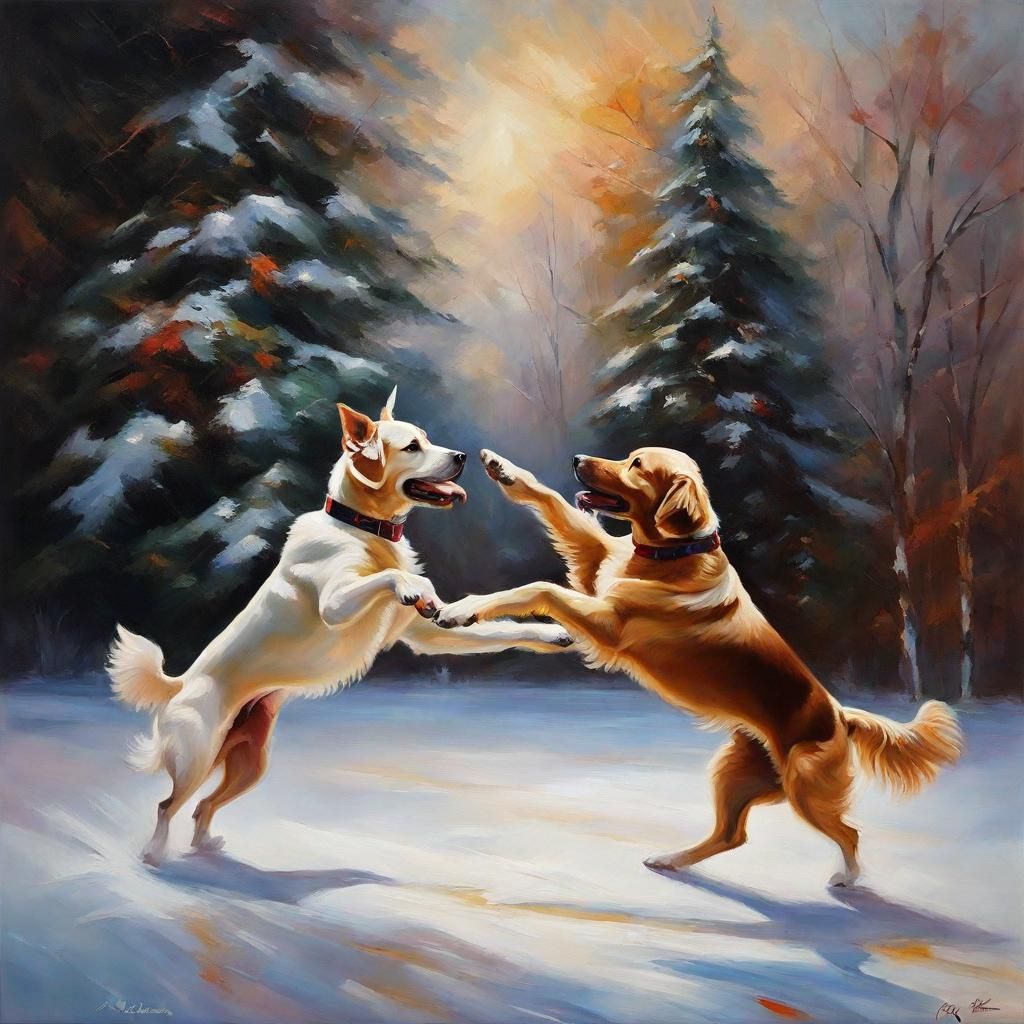 Playtime in The Snow - AI Generated Artwork - NightCafe Creator