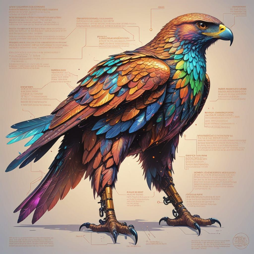 Full body anatomy sketch, about a strong hawk with the body in ...