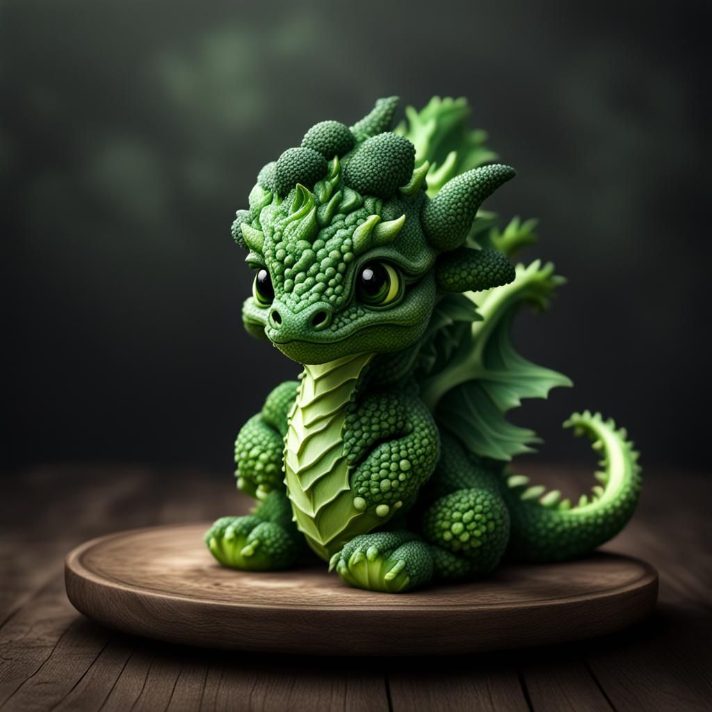 Dragon made of broccoli chibi - AI Generated Artwork - NightCafe Creator