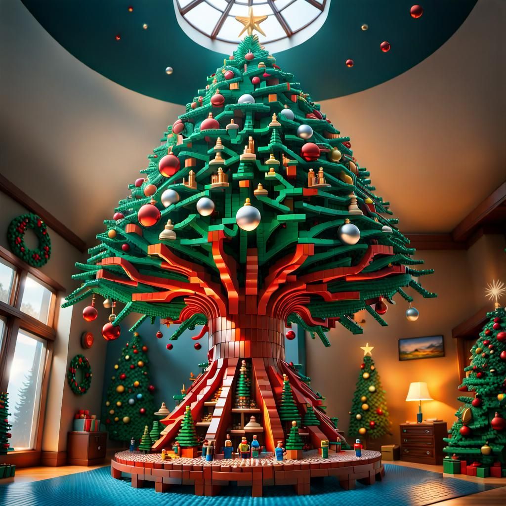 Huge Tree of life - Christmas tree hybrid made of Legos - AI Generated ...