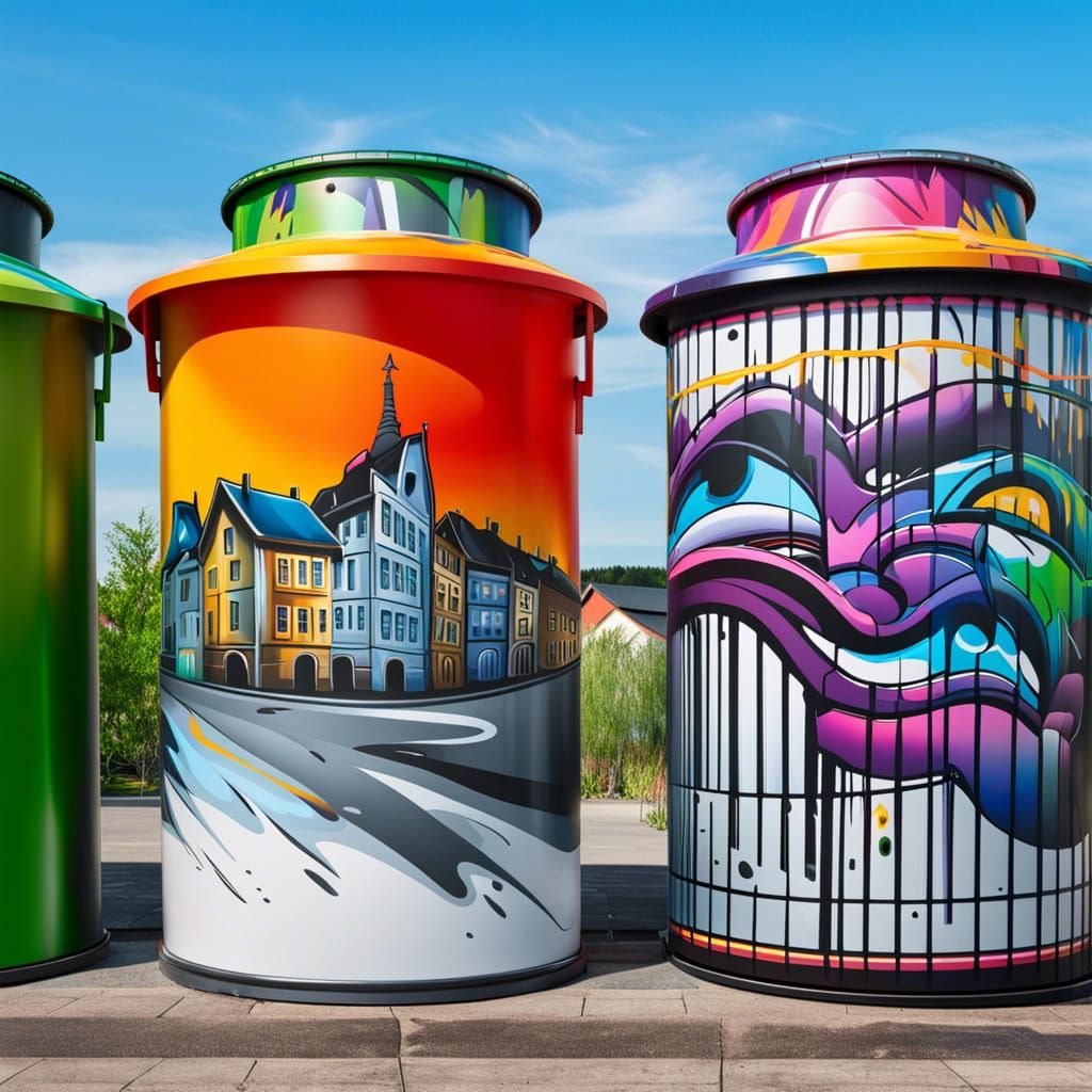 Graffiti art waste containers - AI Generated Artwork - NightCafe Creator