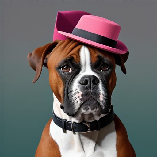 boxer dog wearing a hat - boxer dog wearing a hat