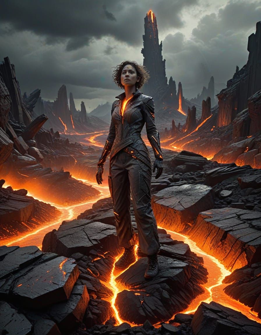 Create a high-resolution digital painting of Essun from N.K. Jemisin’s The Fifth Season. Style ...