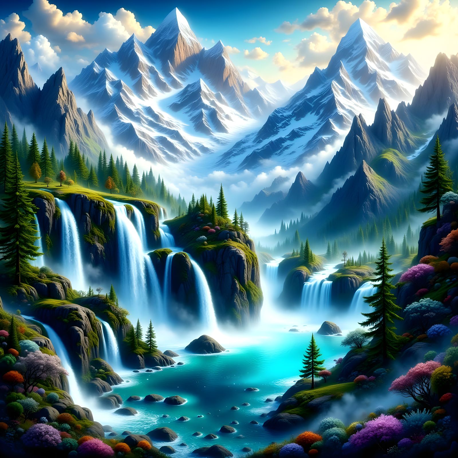 Fantasy Mountain Cascades - Fantasy Mountain Cascades