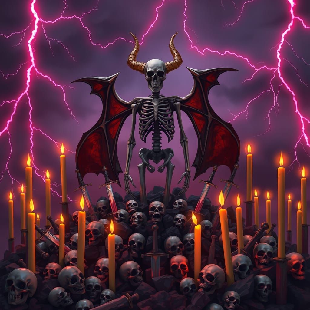 Gothic Skeleton Lord Radiates Dark Power - AI Art