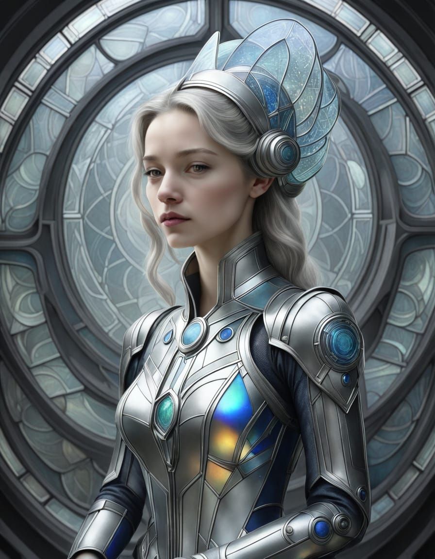 Nobody Listens Through Deluded Sci-Fi Silverpoint Sci-Fi Stained Glass ...