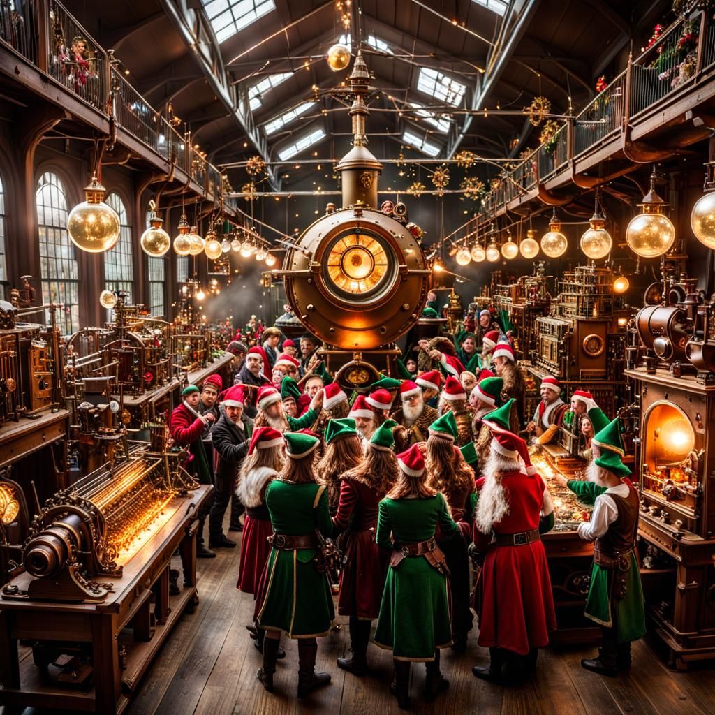 Christmas party at the toy factory - 2 - AI Generated Artwork ...