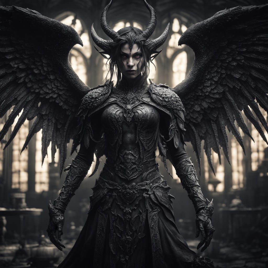 Ethereal Demon Goddess Unveiled in Darkly Captivat... - AI Art