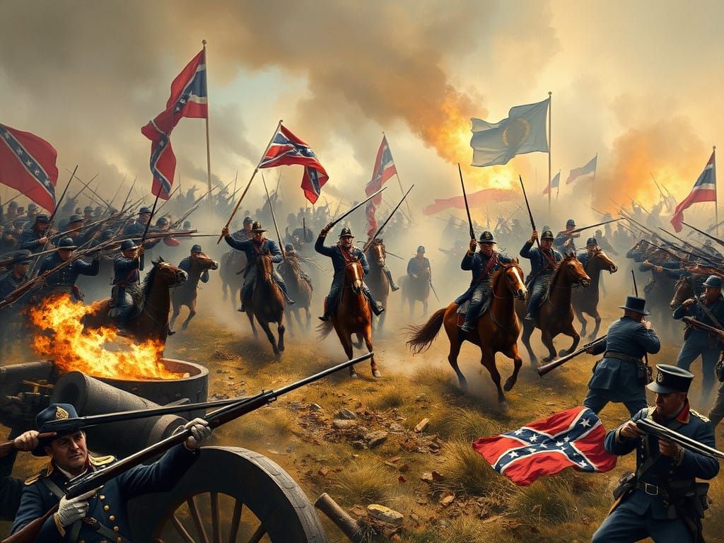 Civil War Cavalry Charge at Gettysburg in a Dynami... - AI Art