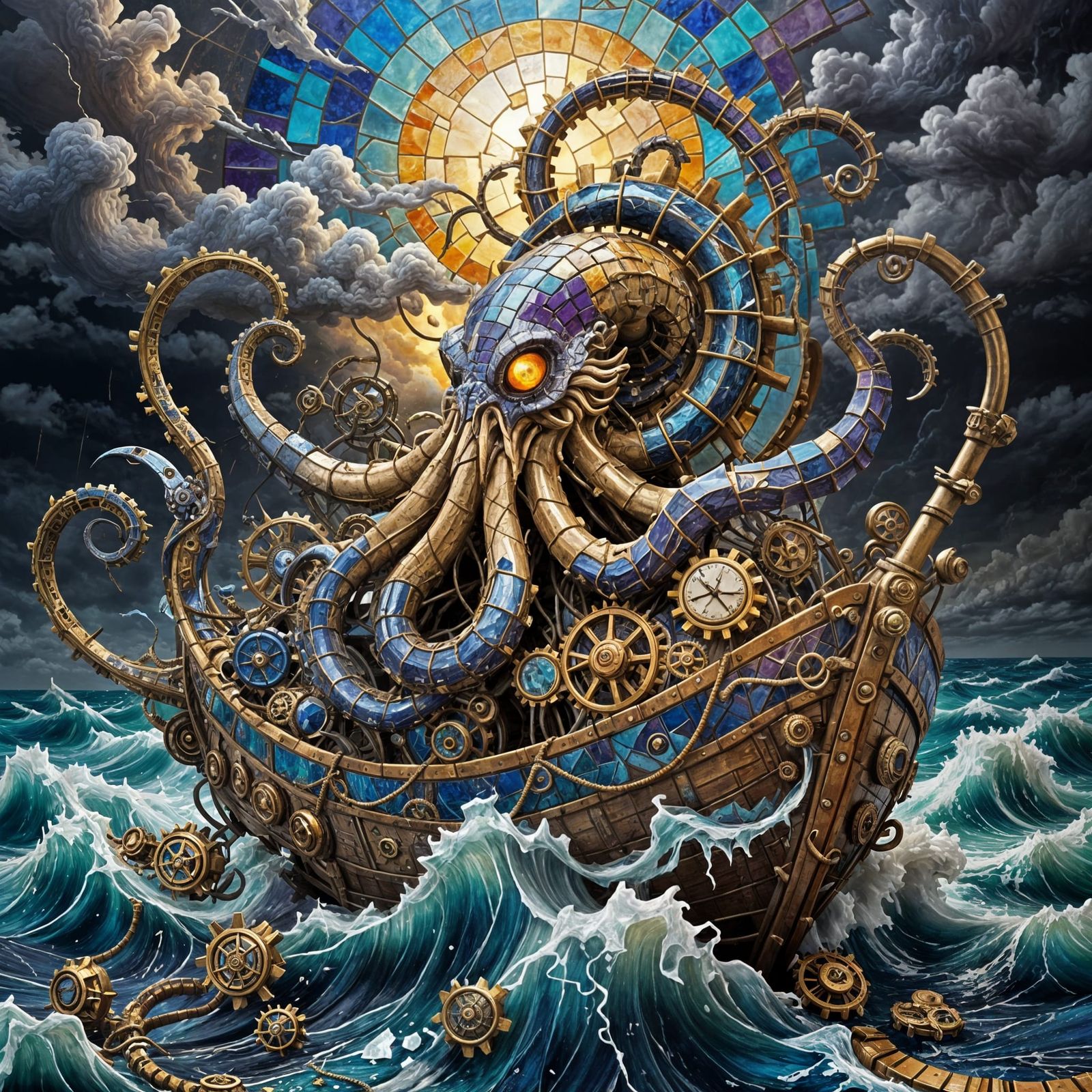 Steampunk Kraken Mosaic - Steampunk Kraken Mosaic