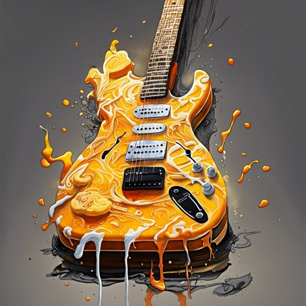 Melting cheddar guitar - AI Generated Artwork - NightCafe Creator