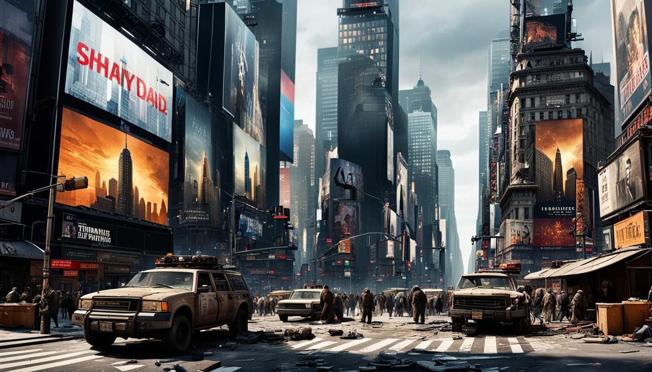 Times Square From Busy to Abandoned, Apocalyptic - AI Generated Artwork ...