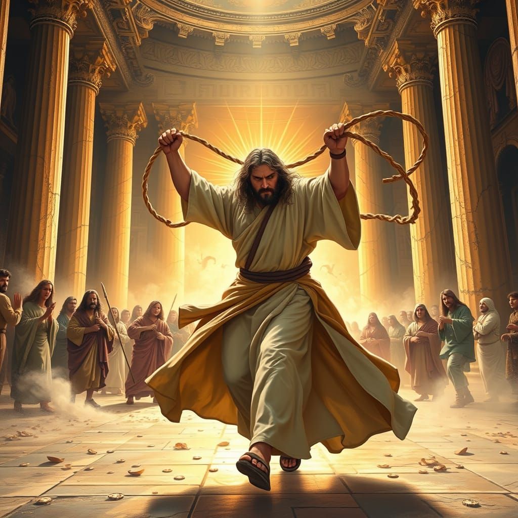 Righteous Indignation: Jesus Drives Out the Money ... - AI Art