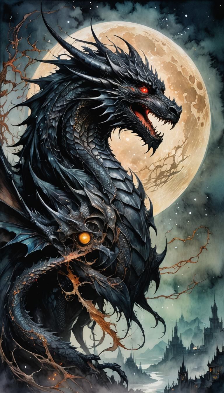 Wyvern Black Dragon - AI Generated Artwork - NightCafe Creator