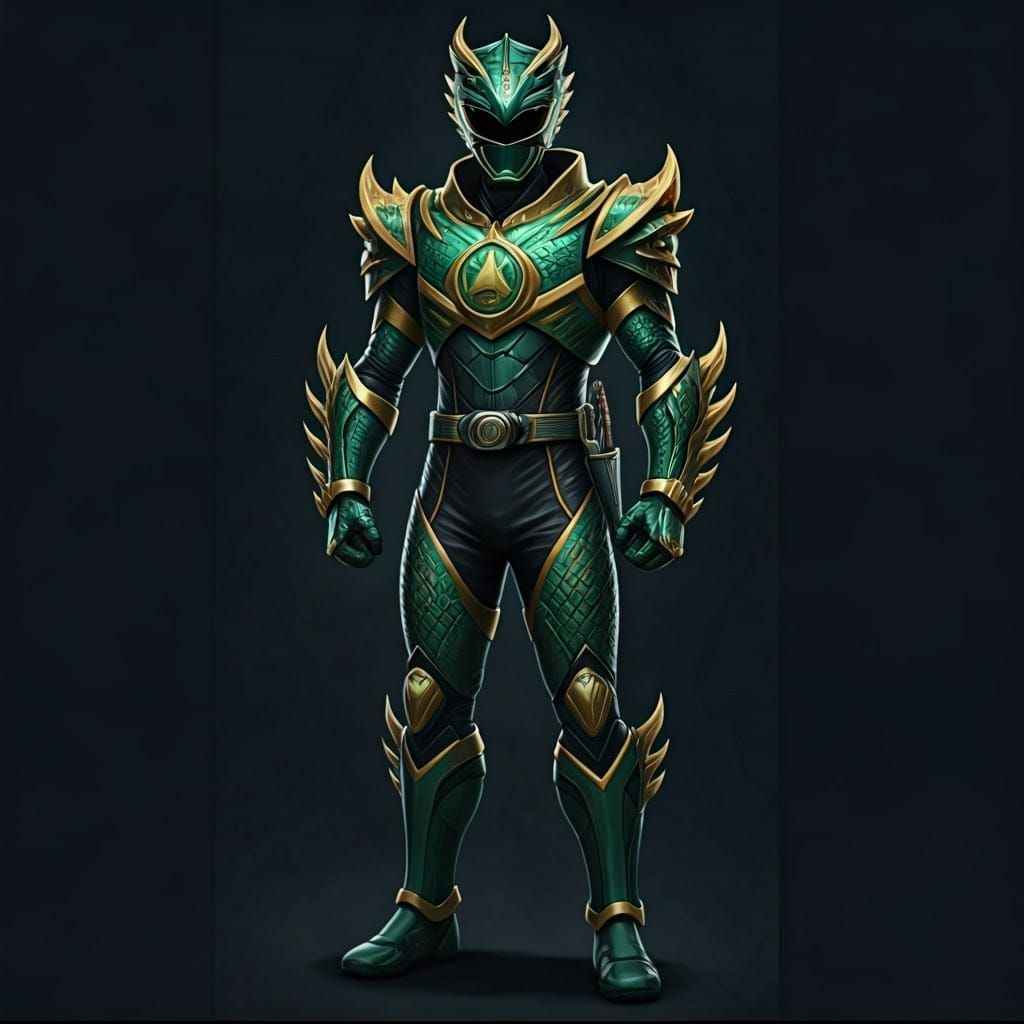 Emerald green with black and gold accents. Include dragon-inspired ...