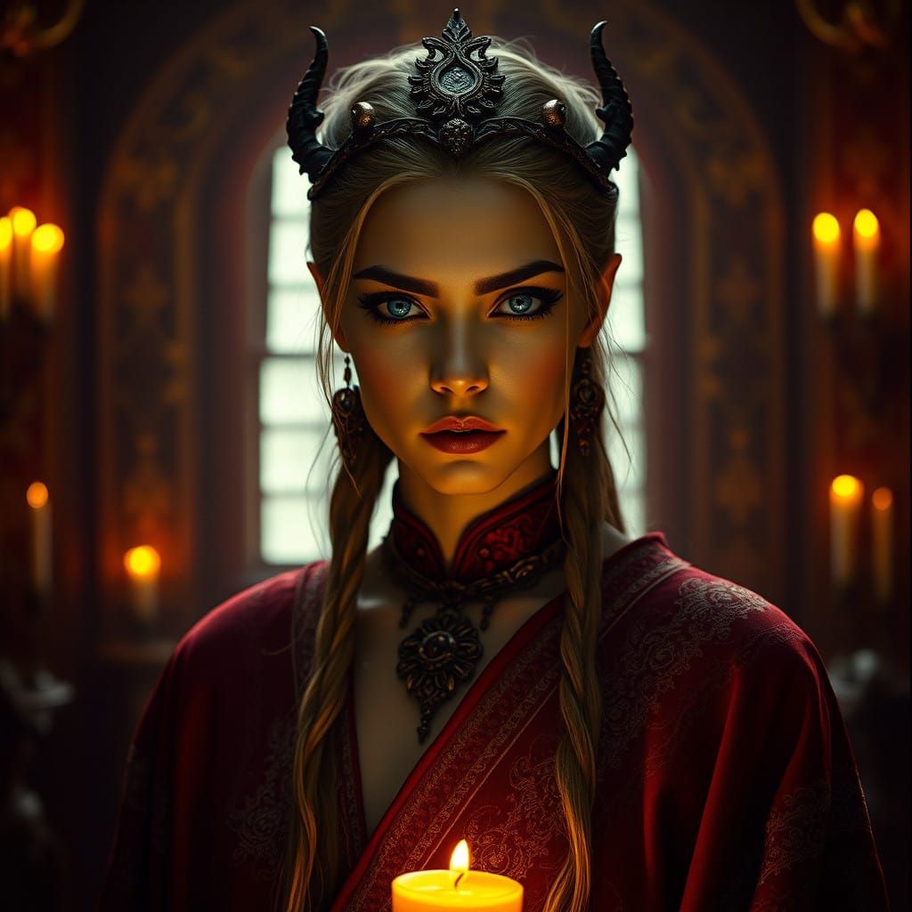 Golden Chimer Woman in Opulent Chimeri Household - AI Art