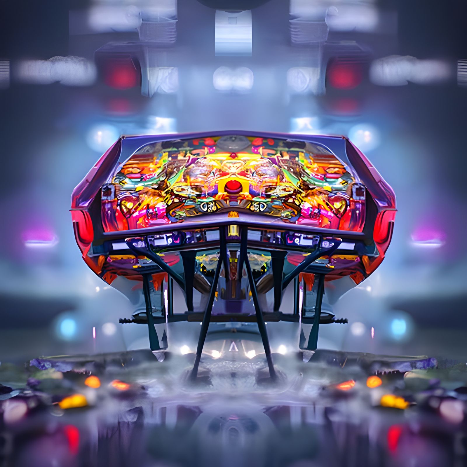 Pinball machine 8k resolution detailed painting HDR oil on canvas ...