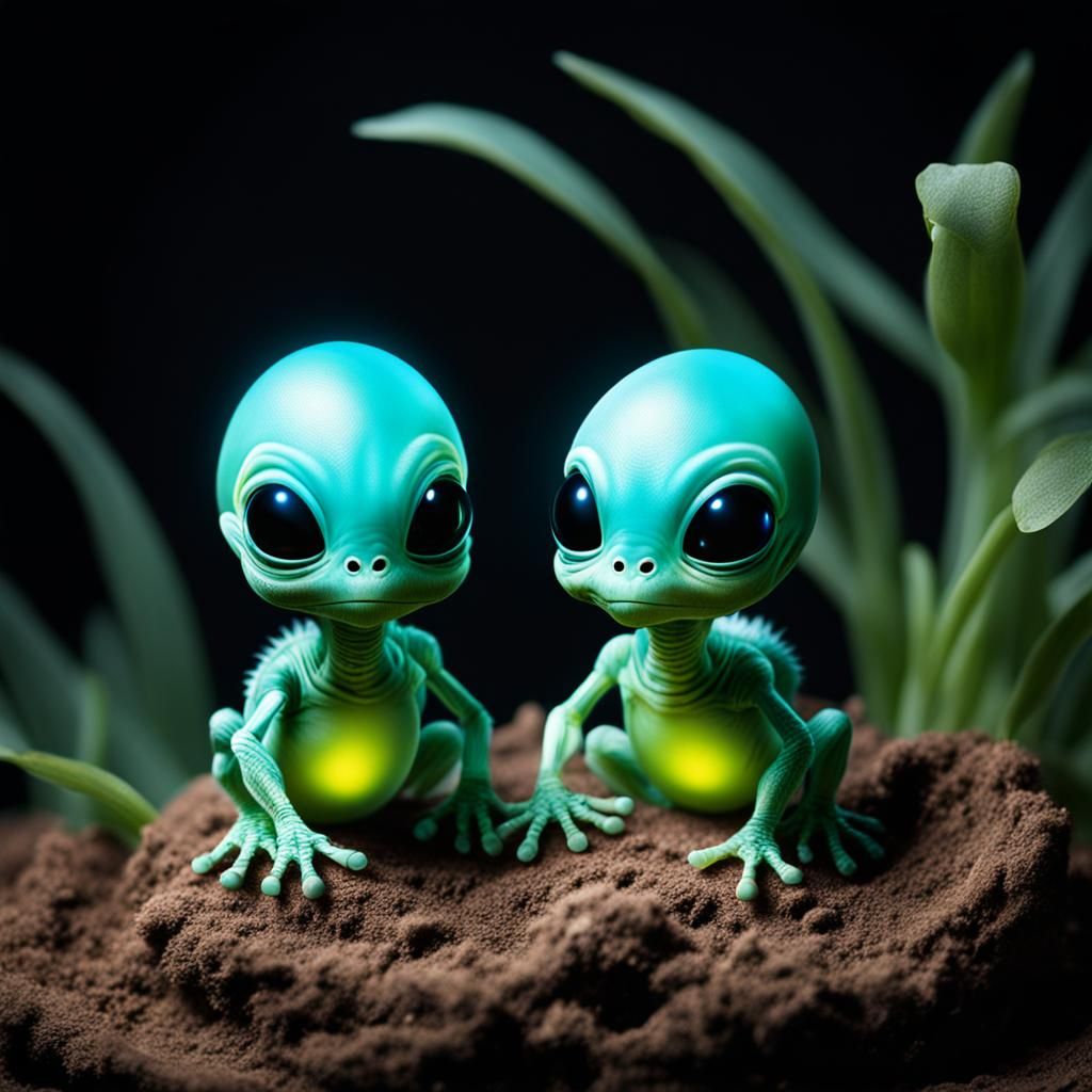Two baby aliens just hatched from a pair of eggs - AI Generated Artwork ...