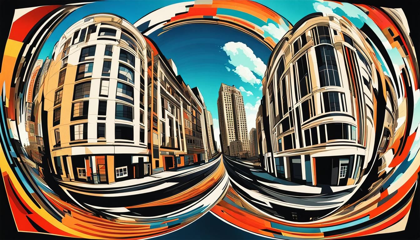 Distorted Unbalanced Reality art deco architecture fisheye pop art ...