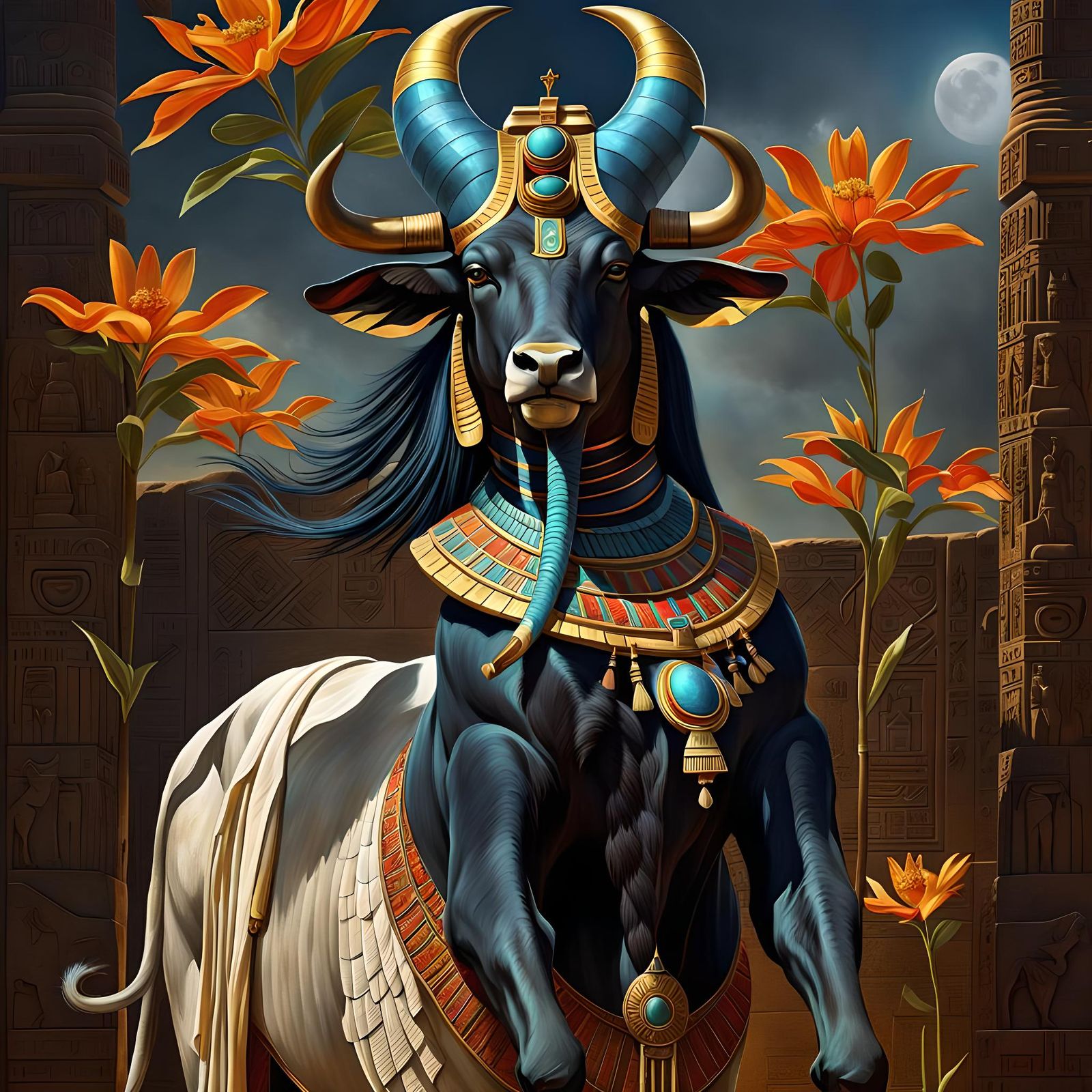 egyptian god Hathor as holy ox - AI Generated Artwork - NightCafe Creator