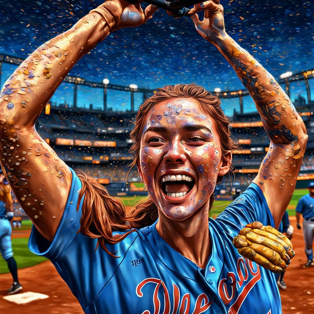 a sweaty beautiful MLB baseball player girl - AI Generated Artwork ...