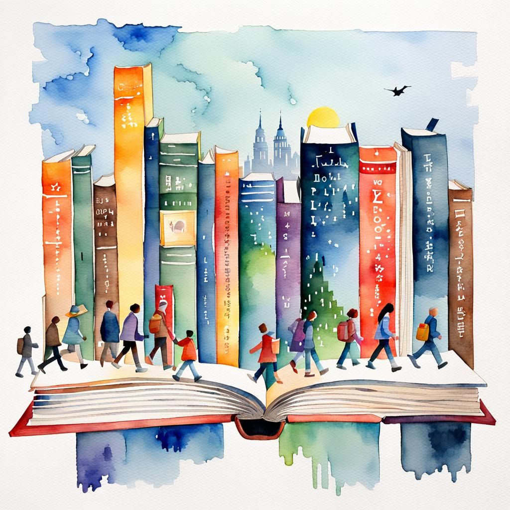 The journey through the world of books... - AI Generated Artwork ...