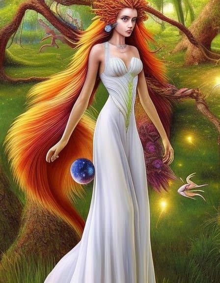 lizard-human hybrid woman in mycelium network in warped perspective ...