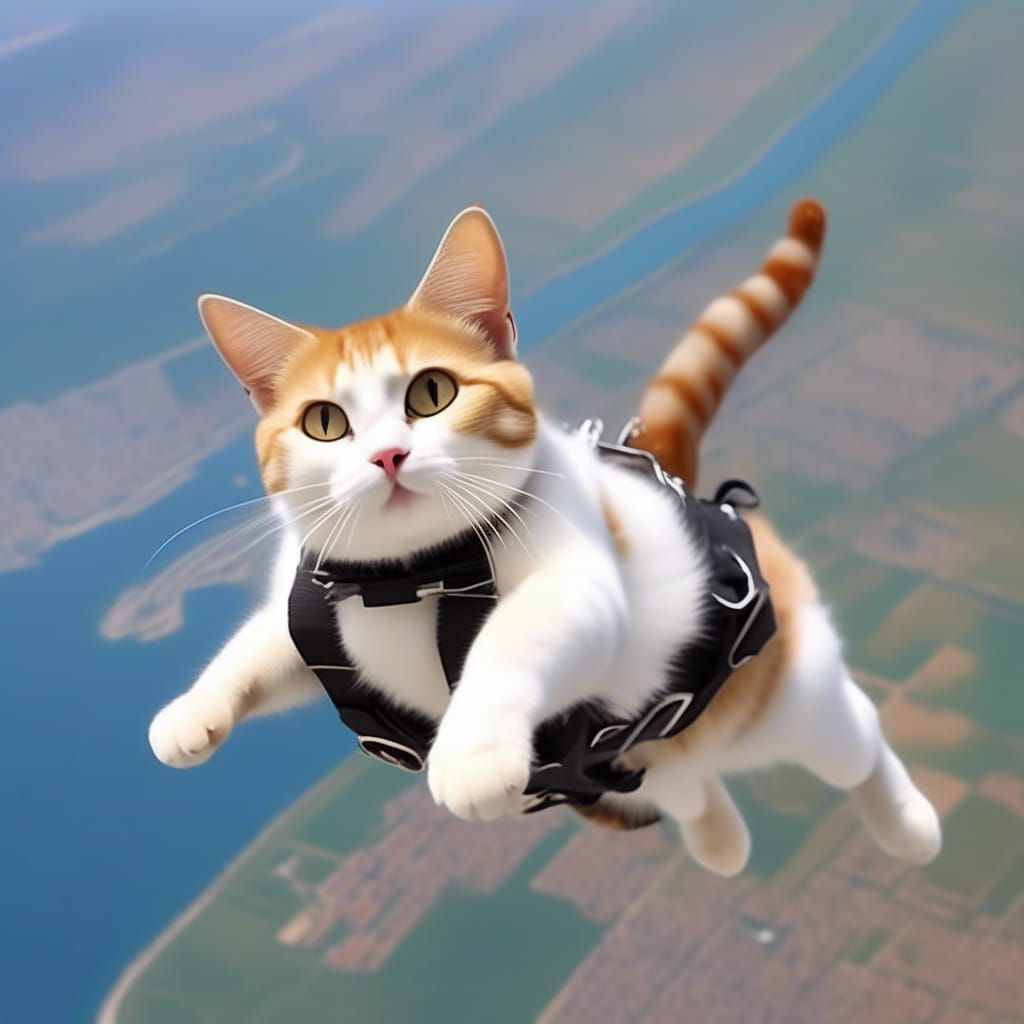 Skydiving Cat - AI Generated Artwork - NightCafe Creator