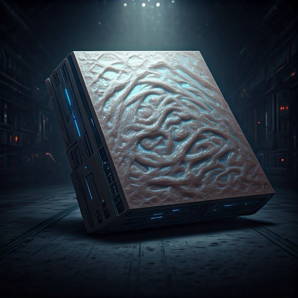 Cybernetic PlayStation 2 Console in Translucent Hu... - AI Art