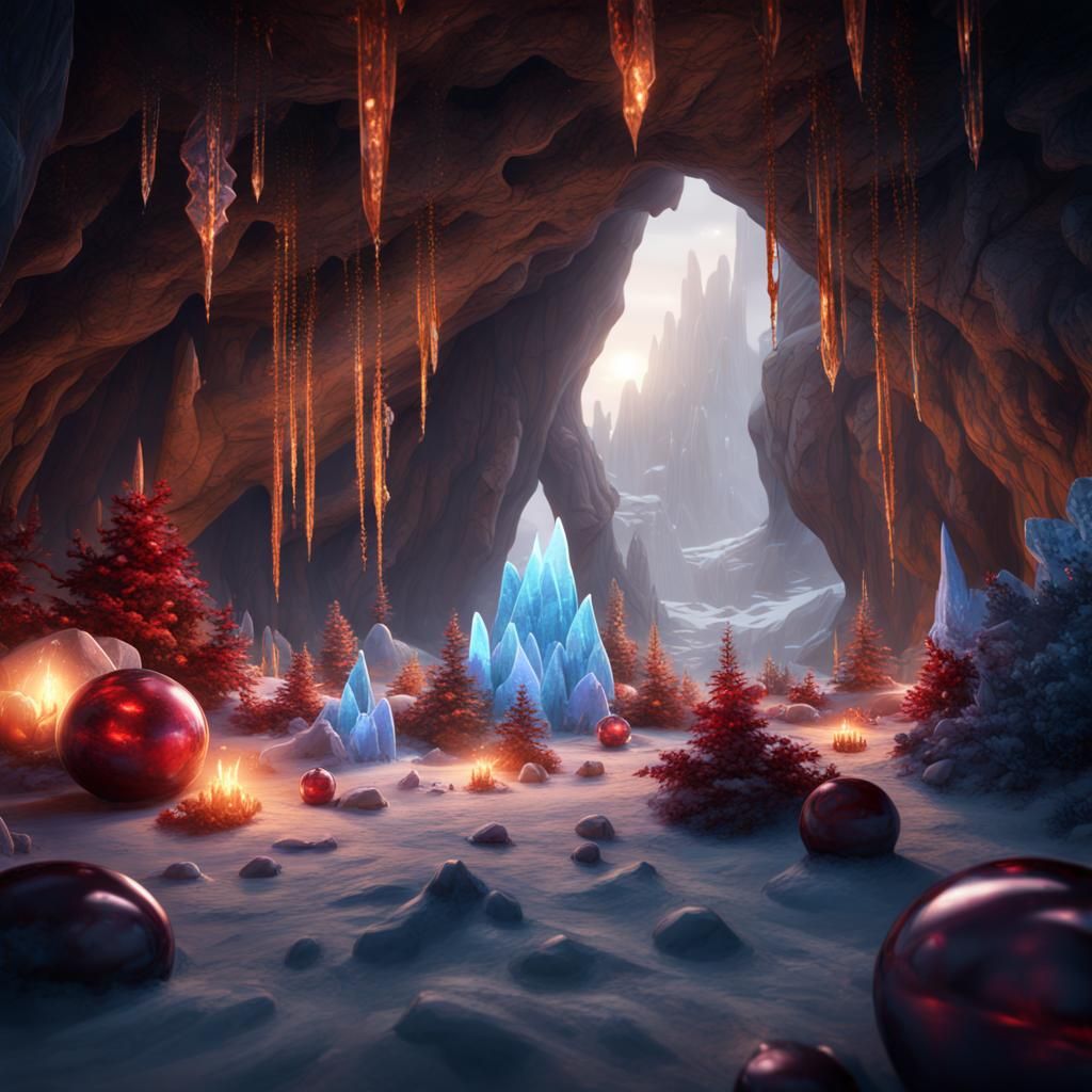 The Christmas Crystals Cave - AI Generated Artwork - NightCafe Creator