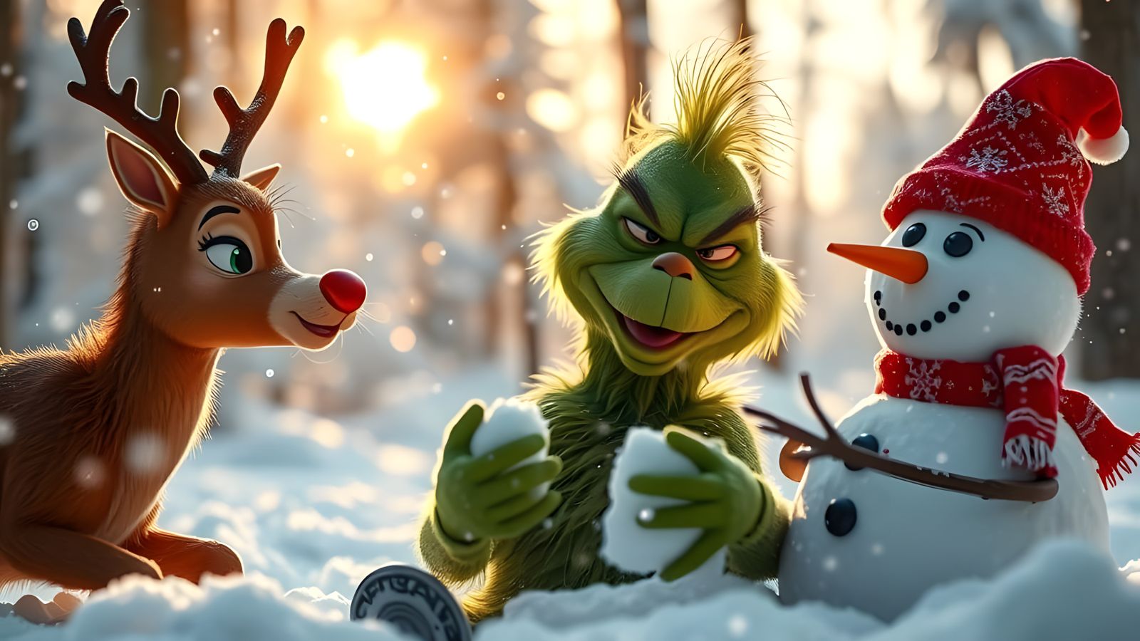 Rudolph the Red Nose Reindeer and Frosty the SnowMan playing with the ...