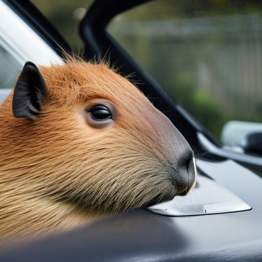 A capybara driving a sports car - AI Generated Artwork - NightCafe Creator