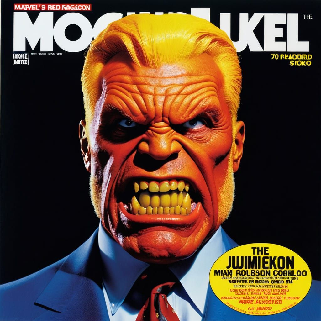 Vintage-Style Comic Cover of the Red Hulk in a Dem... - AI Art