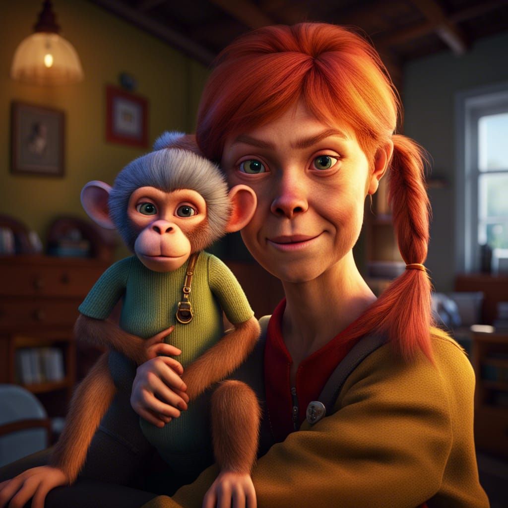 Swedish pippi longstockin, and the monkey "Hr Nielson" - AI Generated ...
